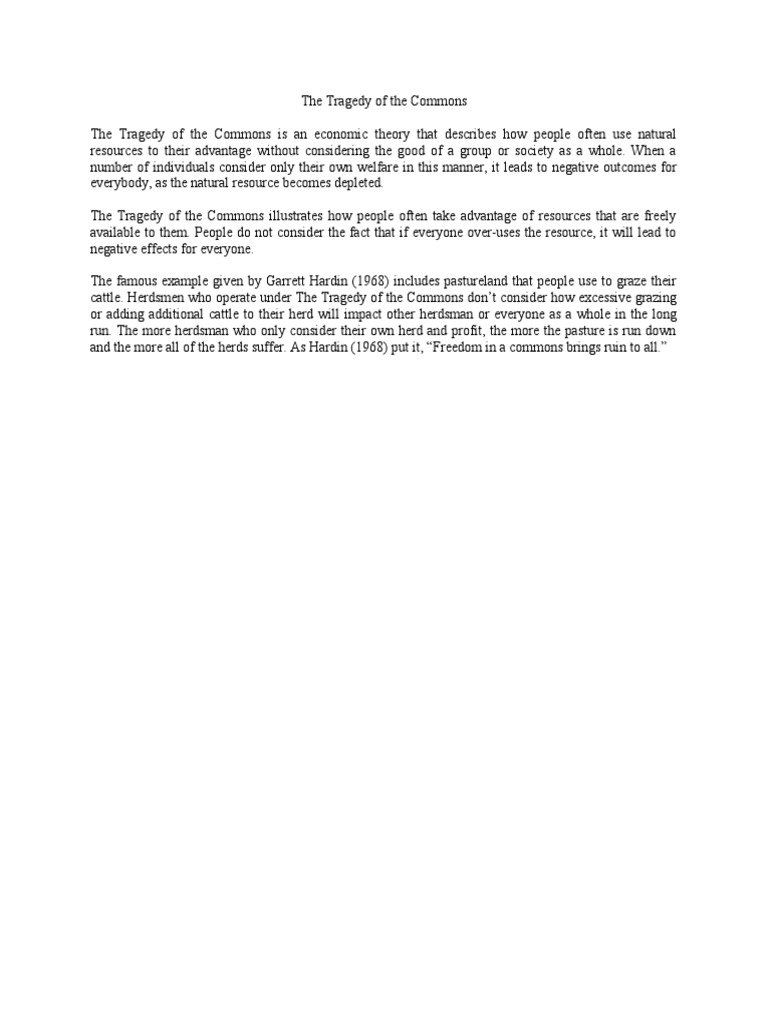 The Tragedy of The Commons, Garrett Hardin, 162 Science 1243 (1968) | PDF