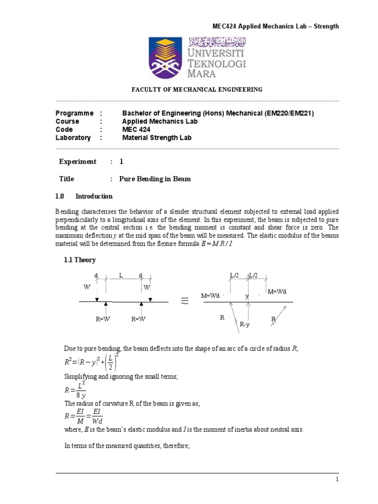 Lab Sheet Experiment 1-Strength - AKH | PDF | Bending | Beam (Structure)