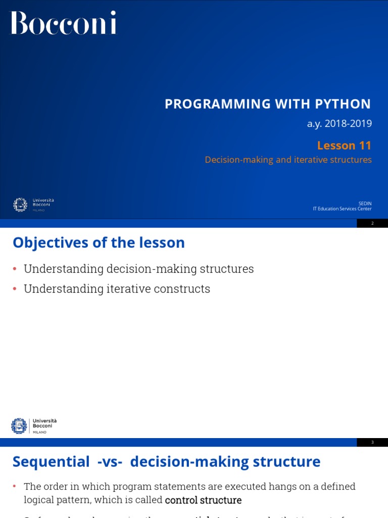 Lesson 11 Slides | PDF | Control Flow | Boolean Data Type