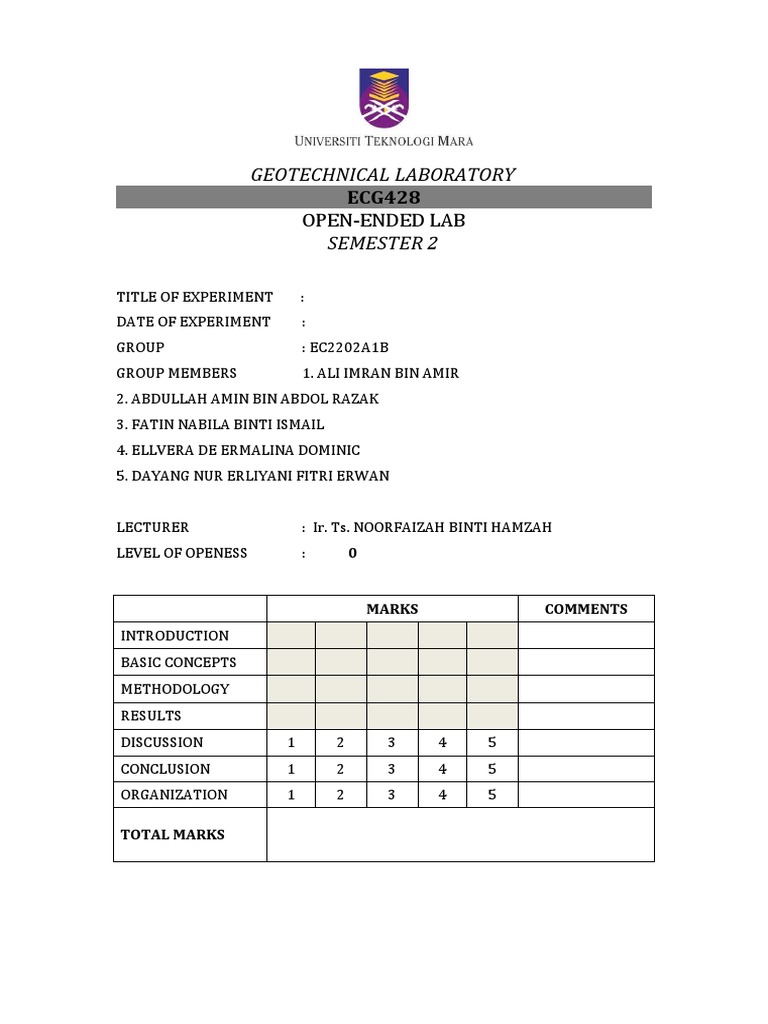 Geotechnical Laboratory: Open-Ended Lab | PDF