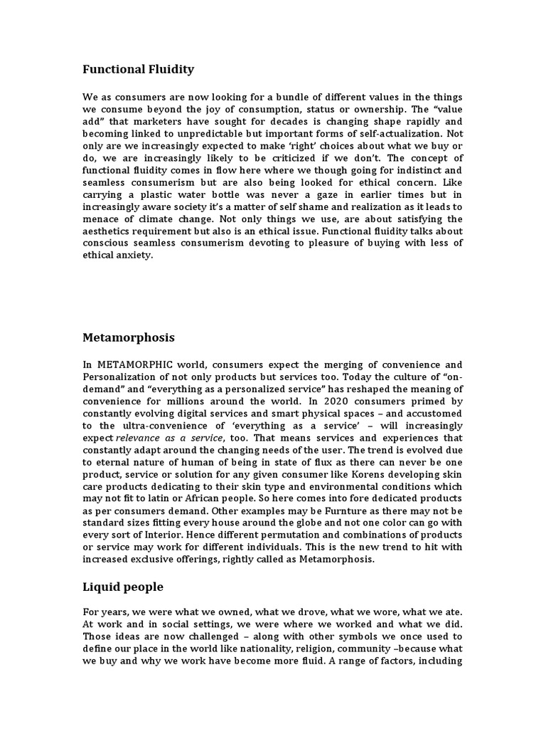 Functional Fluidity Pdf Consumerism Psychological Concepts