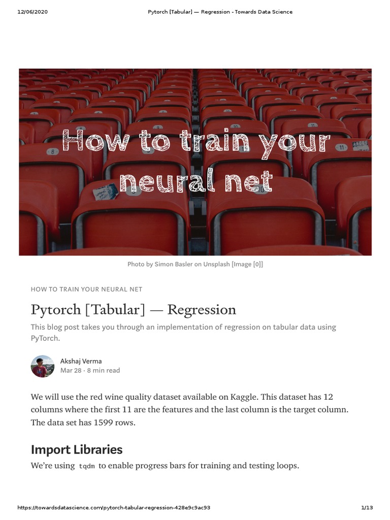 Pytorch Tabular Regression Pdf Mean Squared Error Regression Analysis