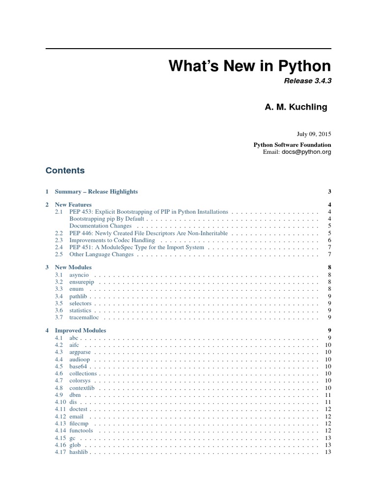 What's New in Python: A. M. Kuchling | PDF | Python (Programming Language) | Command Line Interface