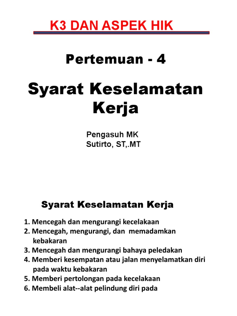 K3 Dan Aspek HIK | PDF