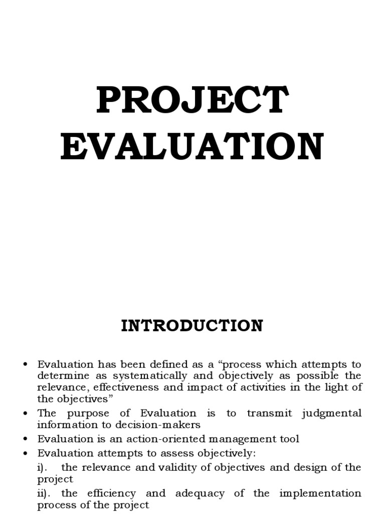 4 Project Evaluation | PDF | Program Evaluation | Evaluation
