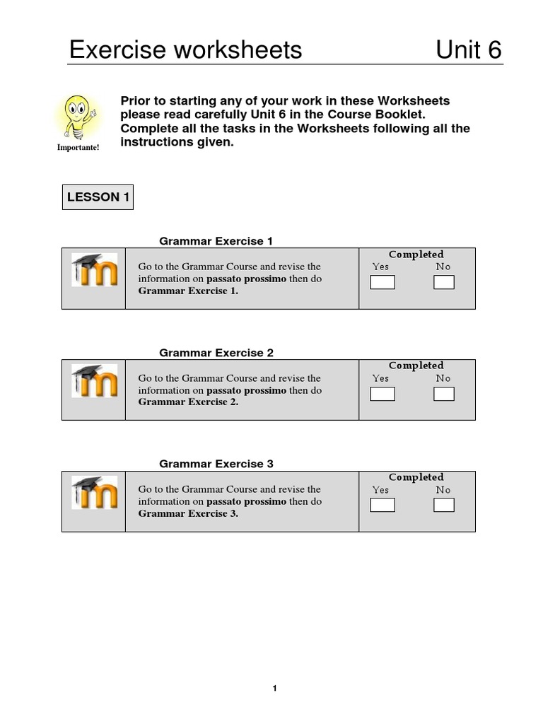 Exercise Worksheets Unit 6 | PDF | Behavior Modification ...