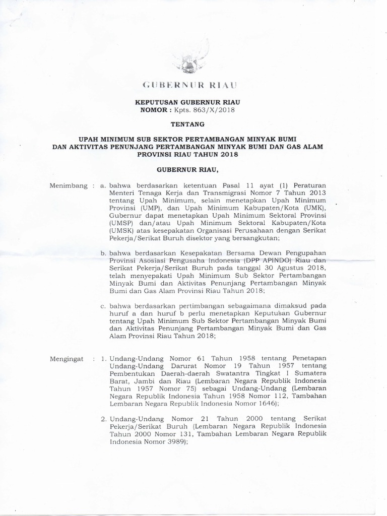 SK Gubernur Riau | PDF