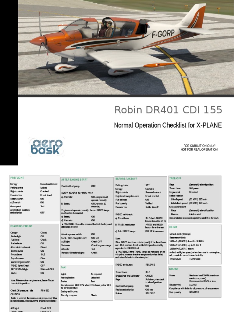DR401 CDI 155 Normal Operation Checklist | PDF | Flap (Aeronautics ...