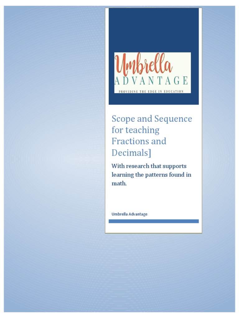 Scope and Sequence For Fraction and Decimal Instruction | PDF ...