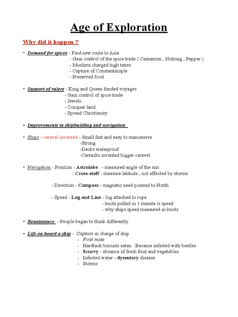 Age of Exploration Junior Cert History Notes | PDF | Christopher ...