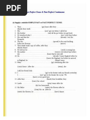 26 Free Past Perfect Continuous Worksheets
