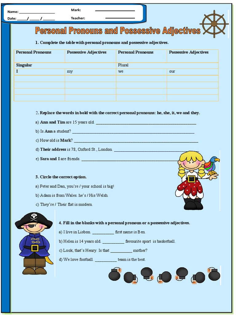 Personal Pronouns and Possessive Adjectives | PDF