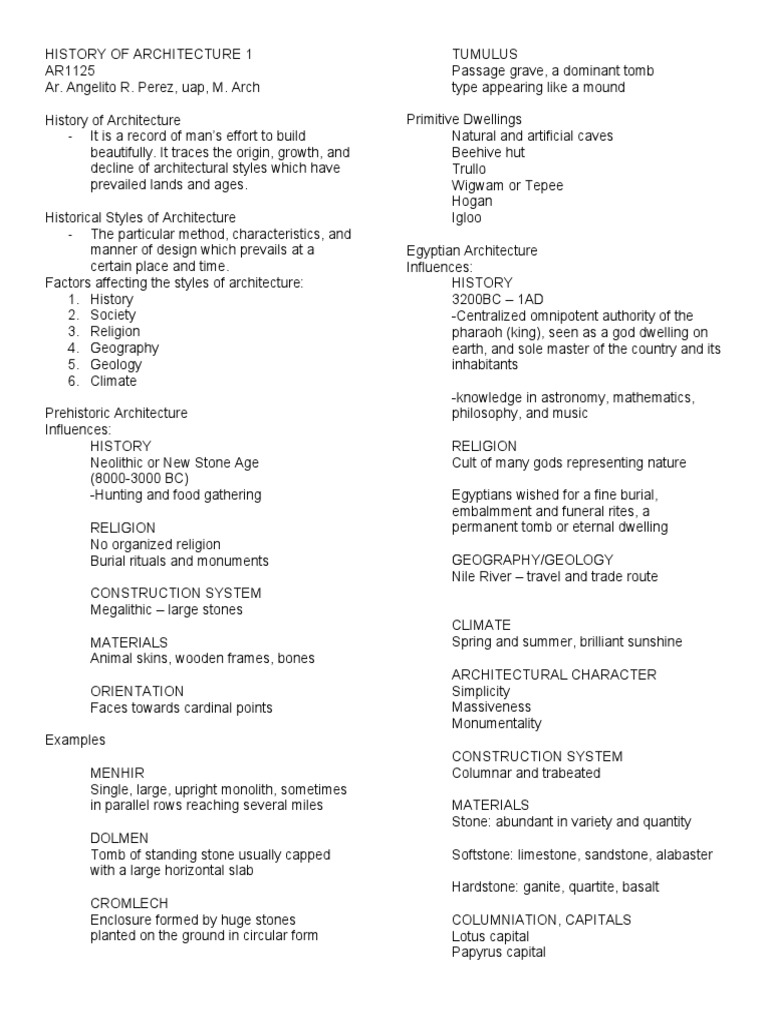 HOA 1 Summary | PDF | Column | Architectural Elements