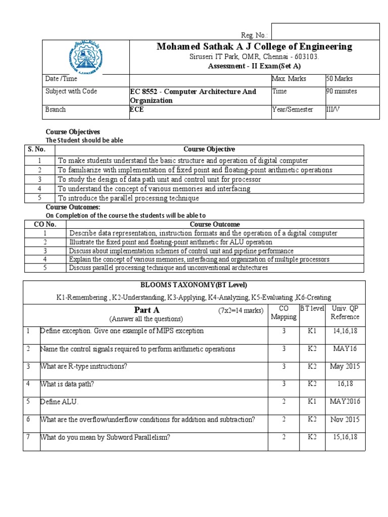 Cao Iat 2 QP 2019 Set1 | PDF | Central Processing Unit | Parallel Computing