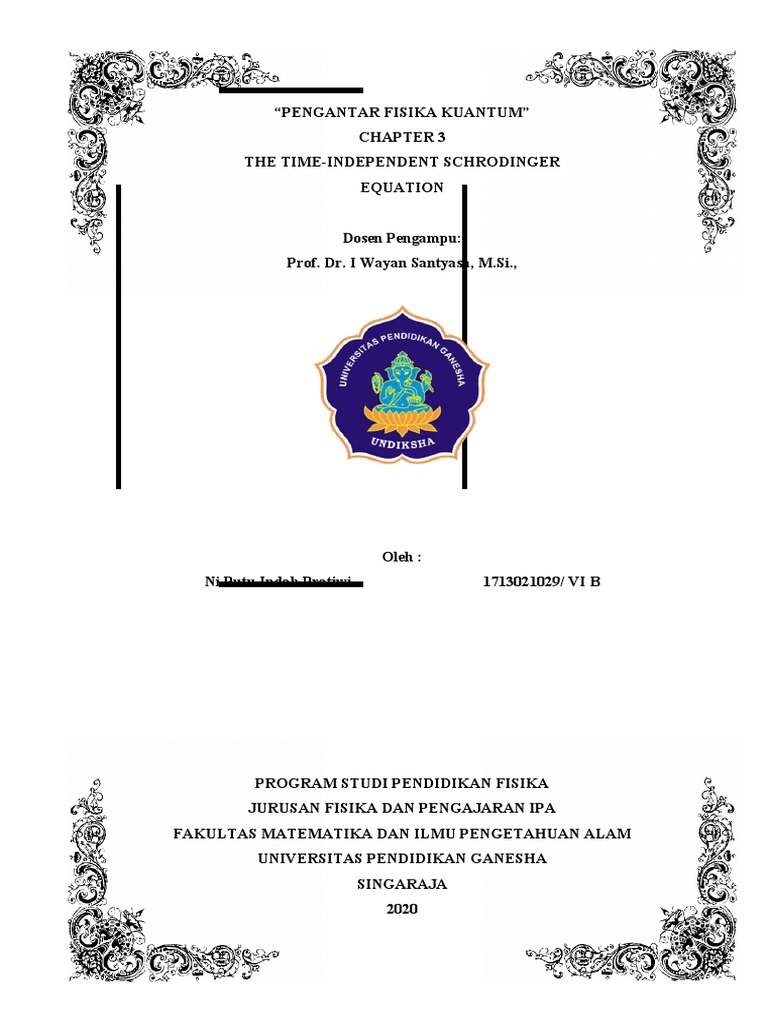 PENGANTAR FISIKA KUANTUM Chapter3 | PDF | Schrödinger Equation | Wave Function