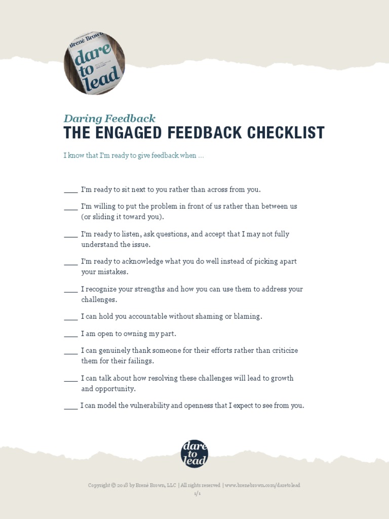 The Engaged Feedback Checklist | PDF | Self-Improvement