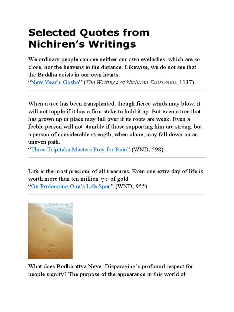 Key Quotes from Nichiren's Writings | PDF | Buddhahood | Nichiren