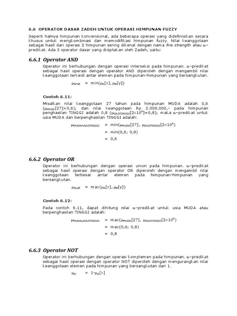 Pertemuan 13 - Operator Dasar Zadeh Untuk Operasi Himpunan Fuzzy | PDF