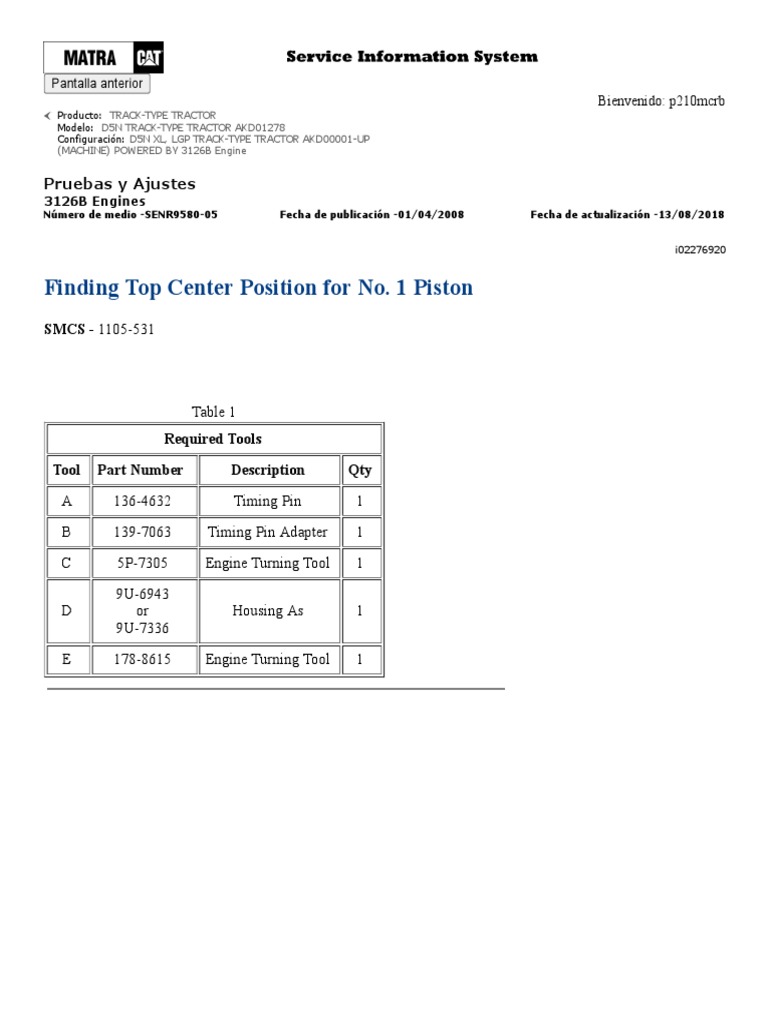 D5 CAT Finding Top Center Position For No. 1 Piston | PDF | Piston ...