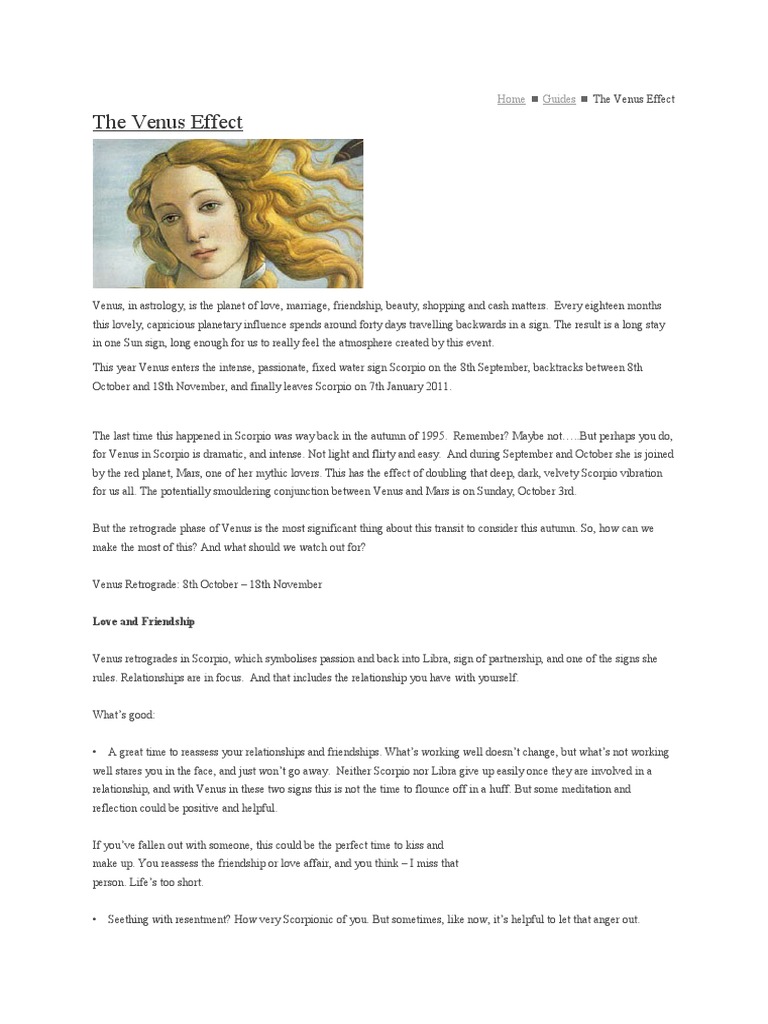 The Venus Effect: Home Guides | PDF | Planets In Astrology | Romance (Love)