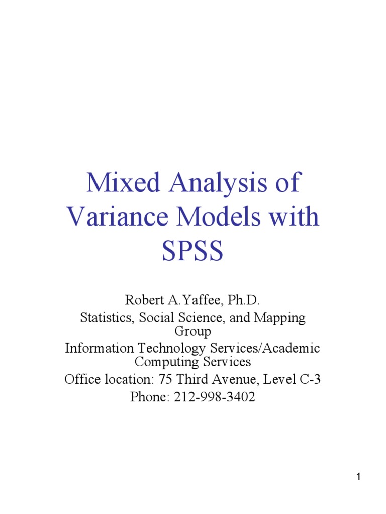 Mixed Analysis of Variance Models With Spss | PDF | Errors And Residuals | Covariance Matrix