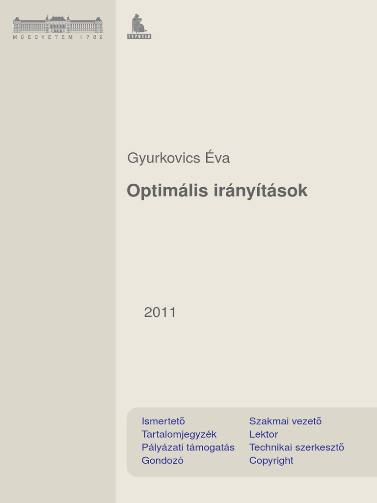 0027 2A Gyurkovics Eva Optimalis Iranyitasok PDF | PDF