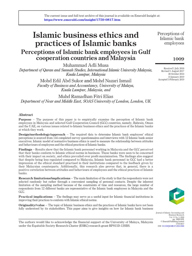 Islamic Business Ethics and Practices of Islamic Banks | Download Free PDF | Islamic Banking And ...