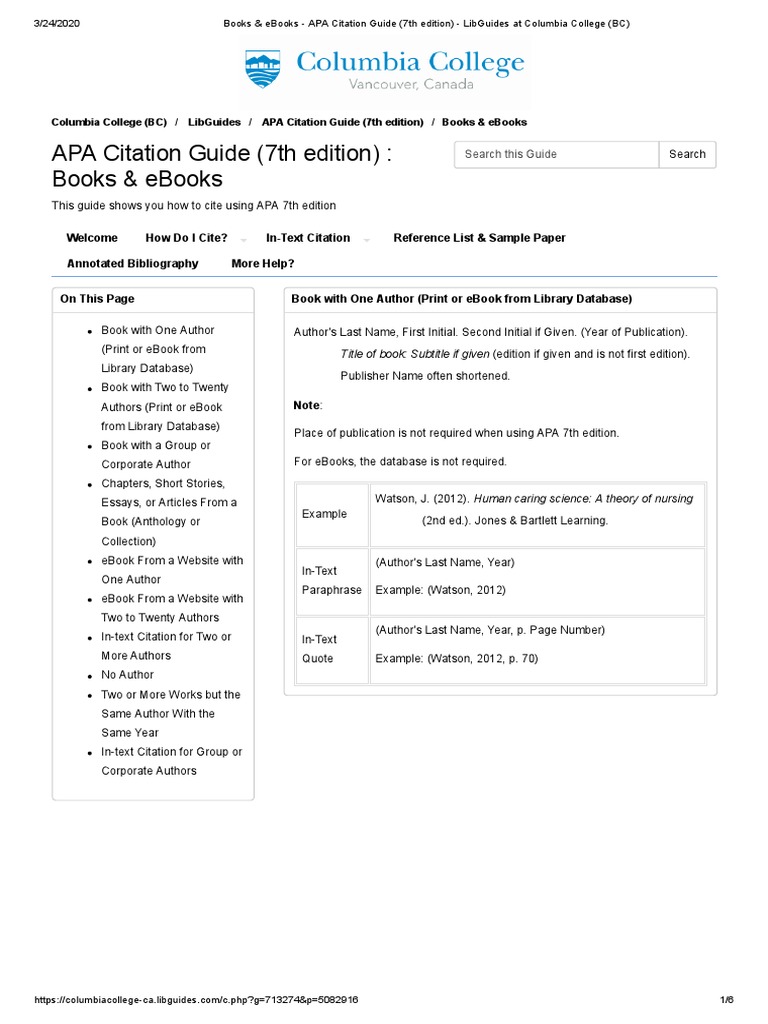 Books And Ebooks Apa Citation Guide 7th Edition Libguides At
