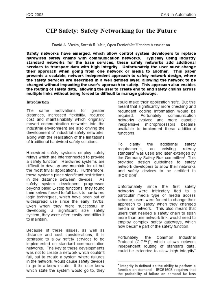 CIPSafety White Paper | PDF | Computer Network | Transmission Control ...