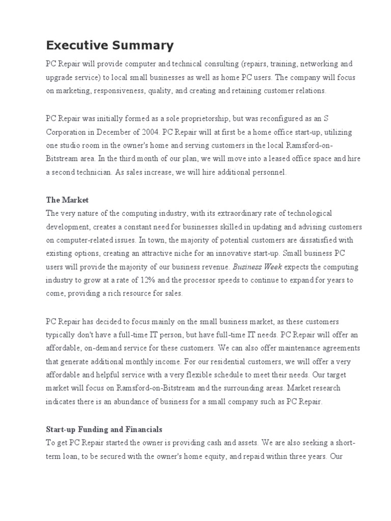 Executive Summary | PDF | Personal Computers | Marketing