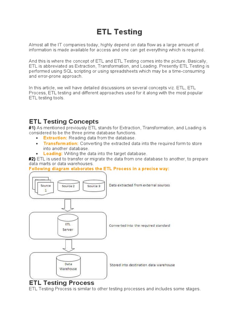 ETL Testing - Basics | PDF | Software Testing | Data Warehouse