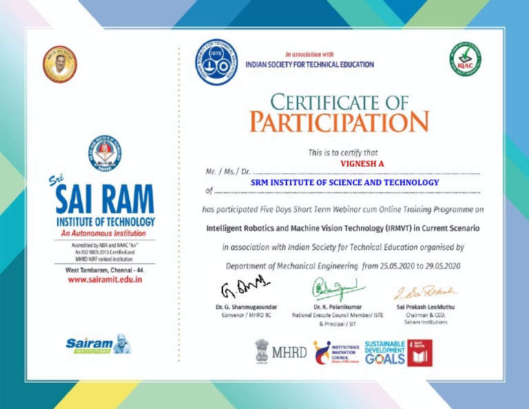 Iste STTP - Irmvt 2020 Certificate | PDF