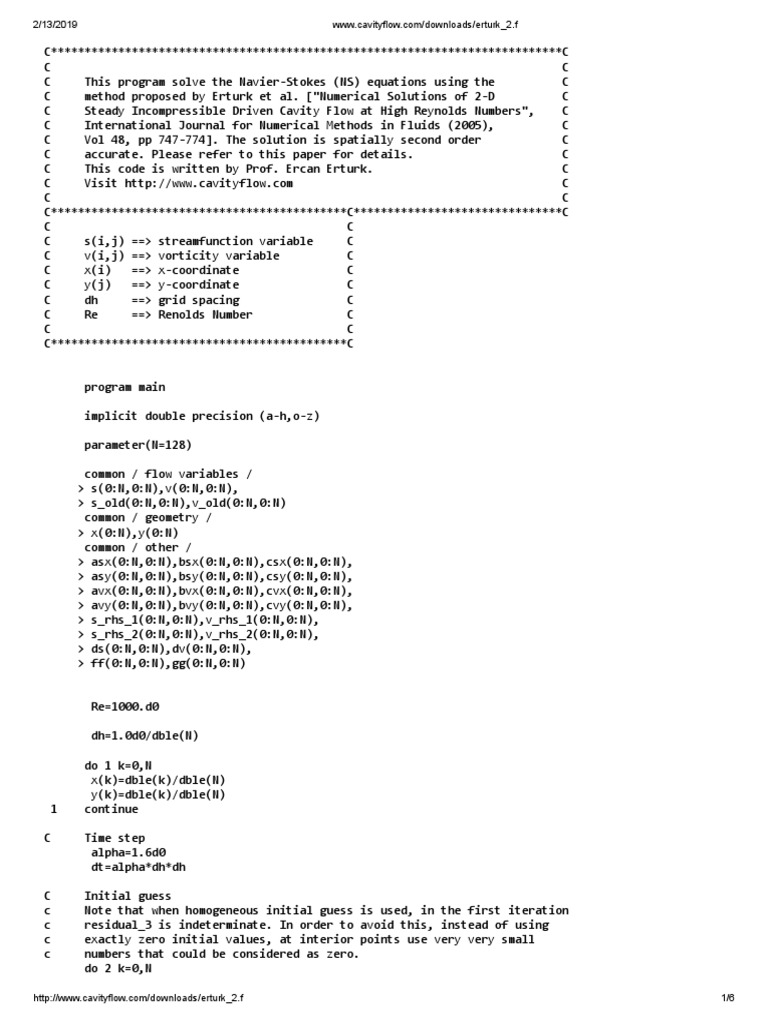 Erturk - 2 CODE | Download Free PDF | Navier–Stokes Equations | Equations