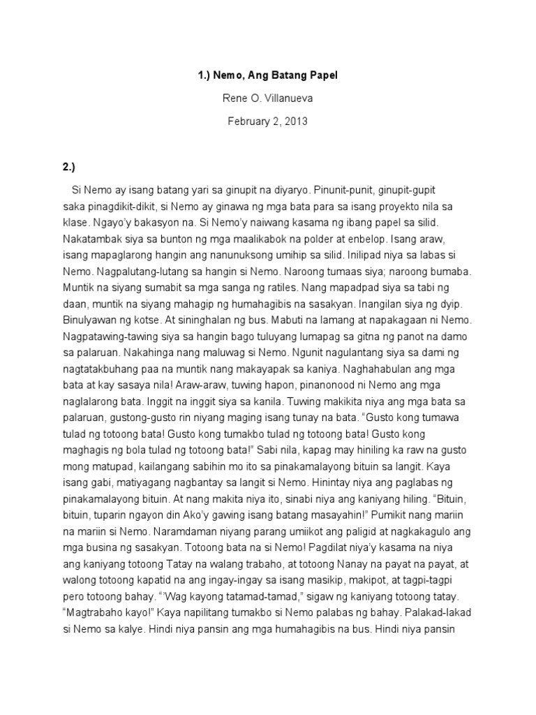 Nemo, Ang Batang Papel | PDF