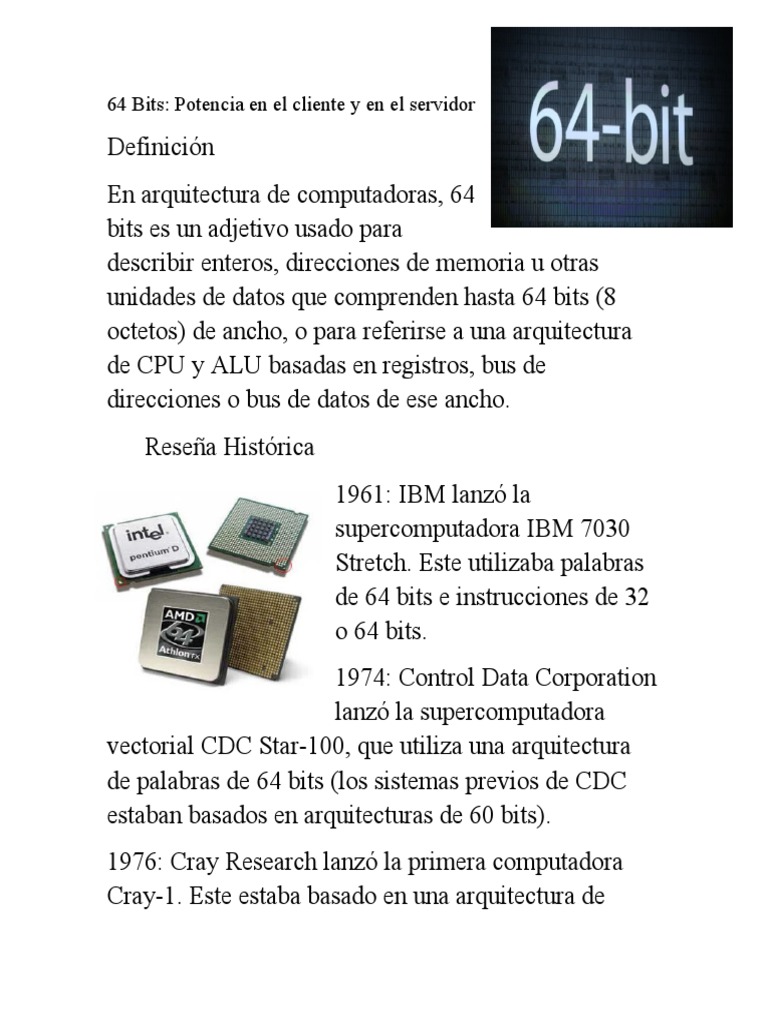 64 Bits | PDF | Computación de 64 bits | Microprocesador