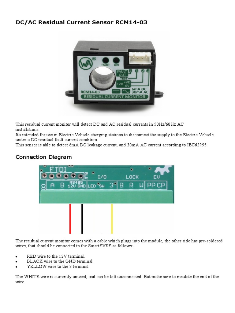 DC/AC Residual Current Sensor RCM14-03: Connection Diagram | PDF