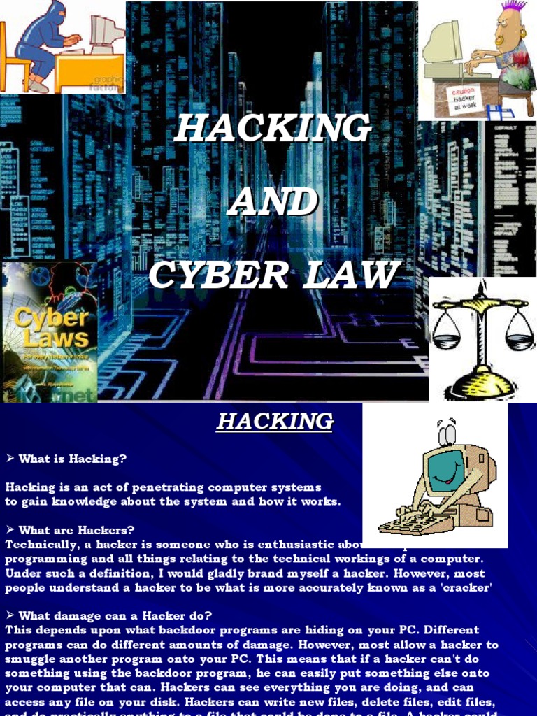 Hacking and Cyber Law | PDF | Denial Of Service Attack | Security Hacker