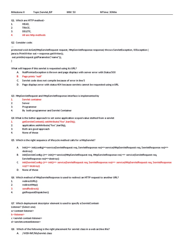 mcq-1 - Servlet JSP | Download Free PDF | Java Servlet | Http Cookie