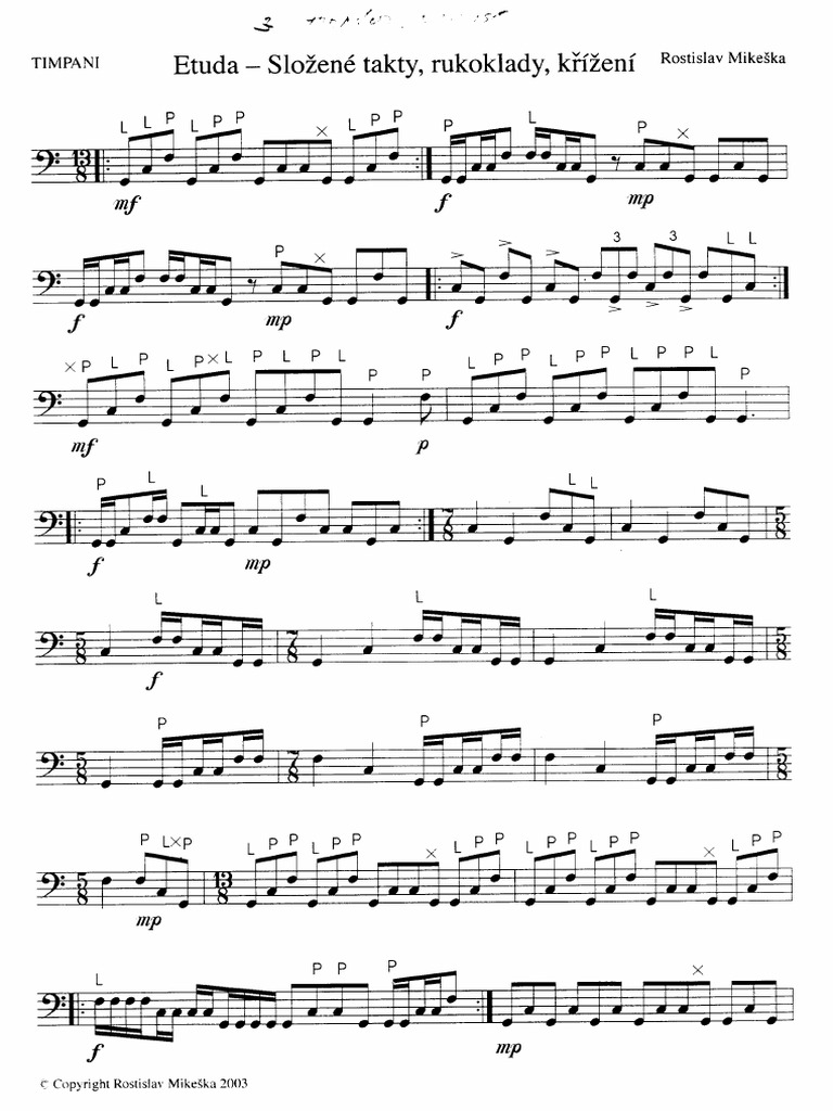 Partitura - Sheet Music - Timpani - R Mikeska - Etuda Pro 3 Tymp PDF | PDF
