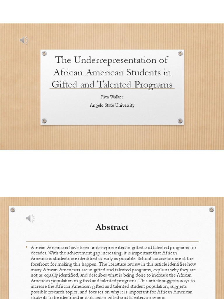 The Underrepresentation of African American Students in Gifted and ...