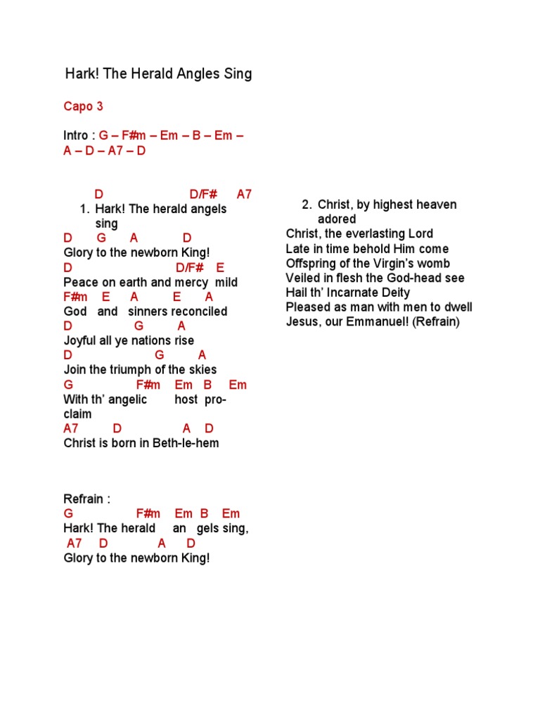 Hark! The Herald Angels Sing Chords | PDF