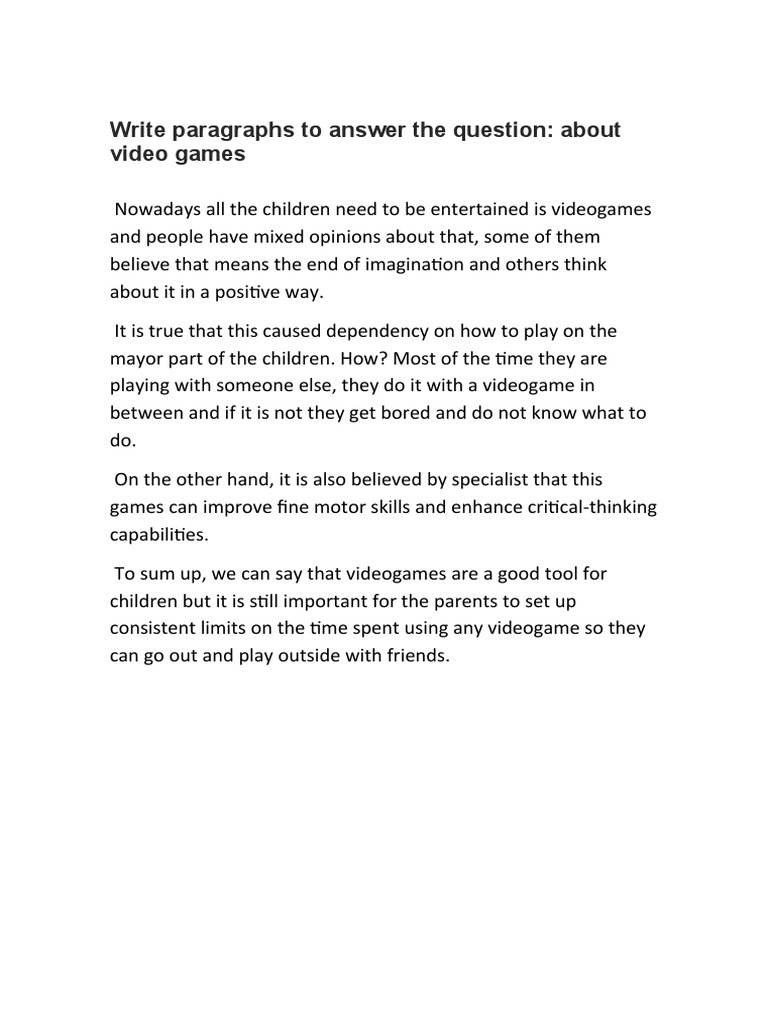 Write Paragraphs To Answer The Question | PDF