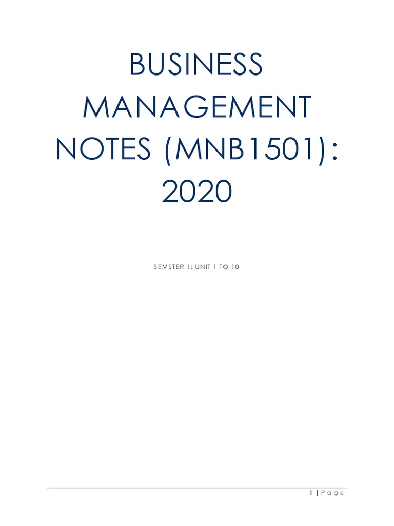 Business Management Notes Overview | PDF | Trust Law | Entrepreneurship