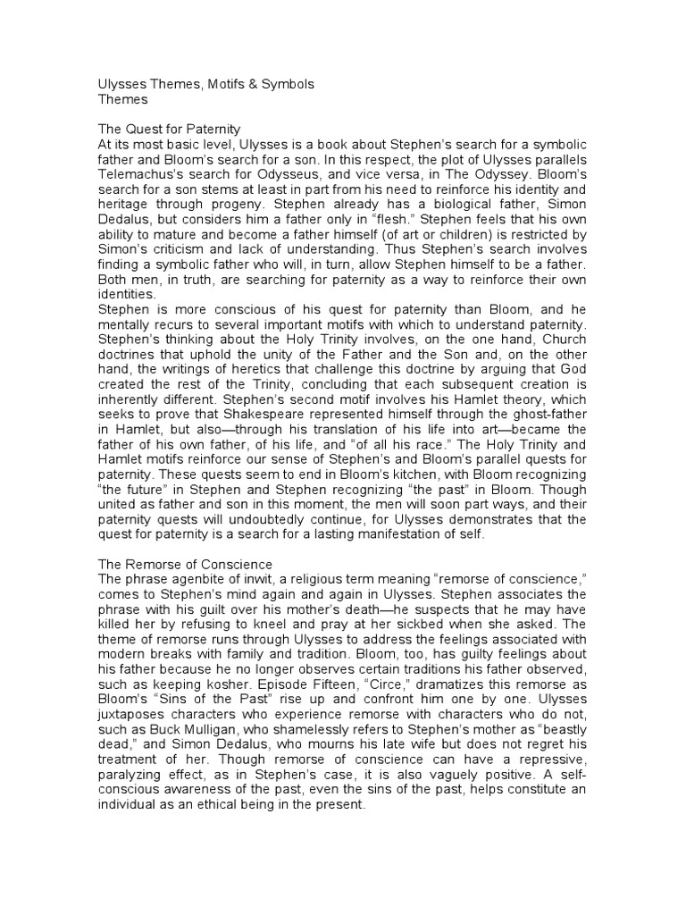 Ulysses Themes, Motifs, Symbols | PDF | Ulysses (Novel)