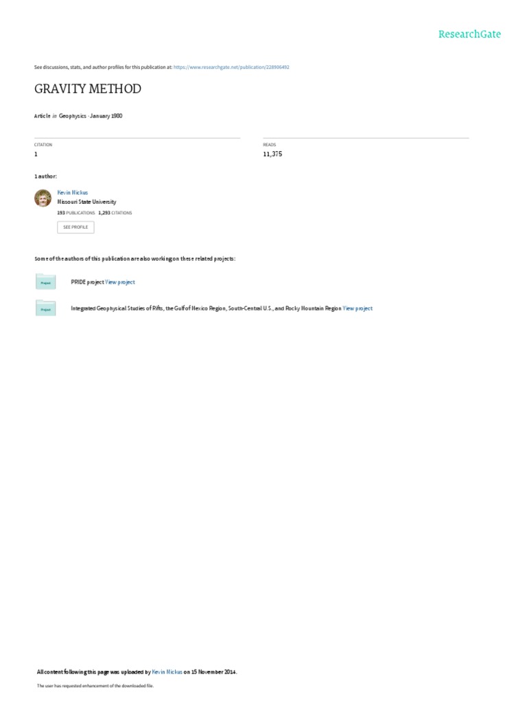 Gravity Method: Geophysics January 1980 | PDF