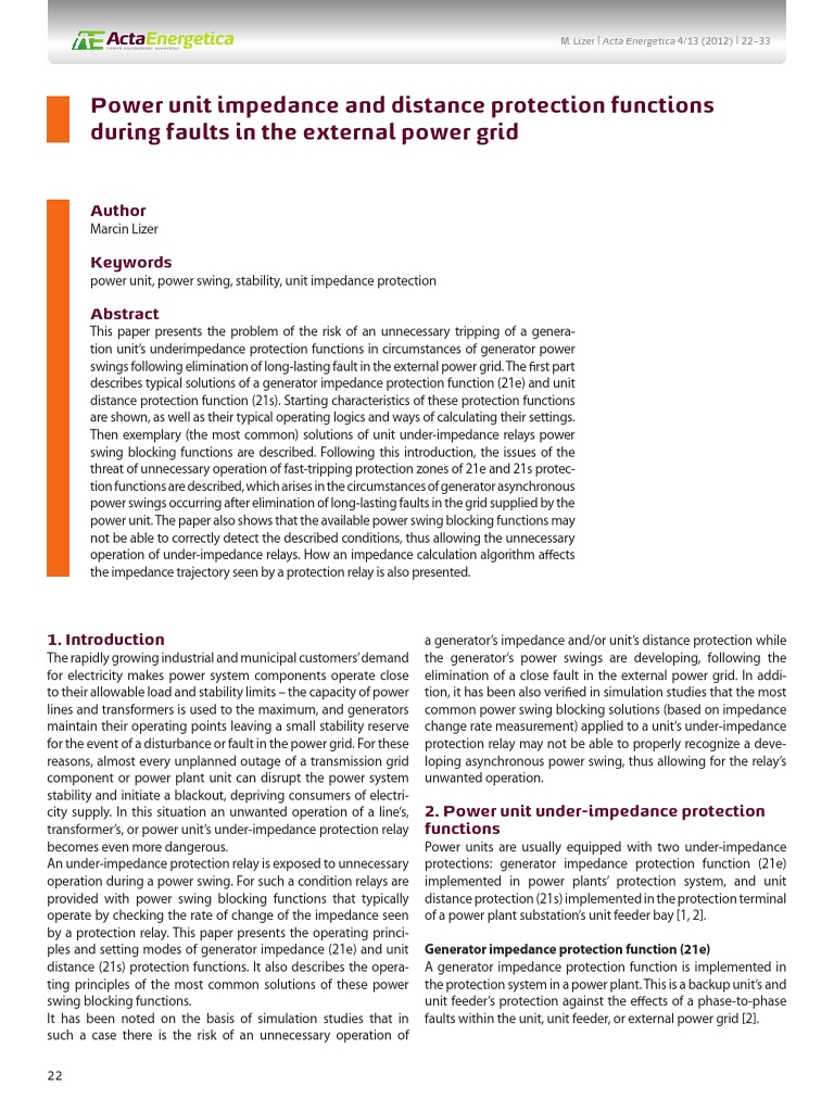 Power Unit Impedance and Distance Protection Functions During Faults in ...