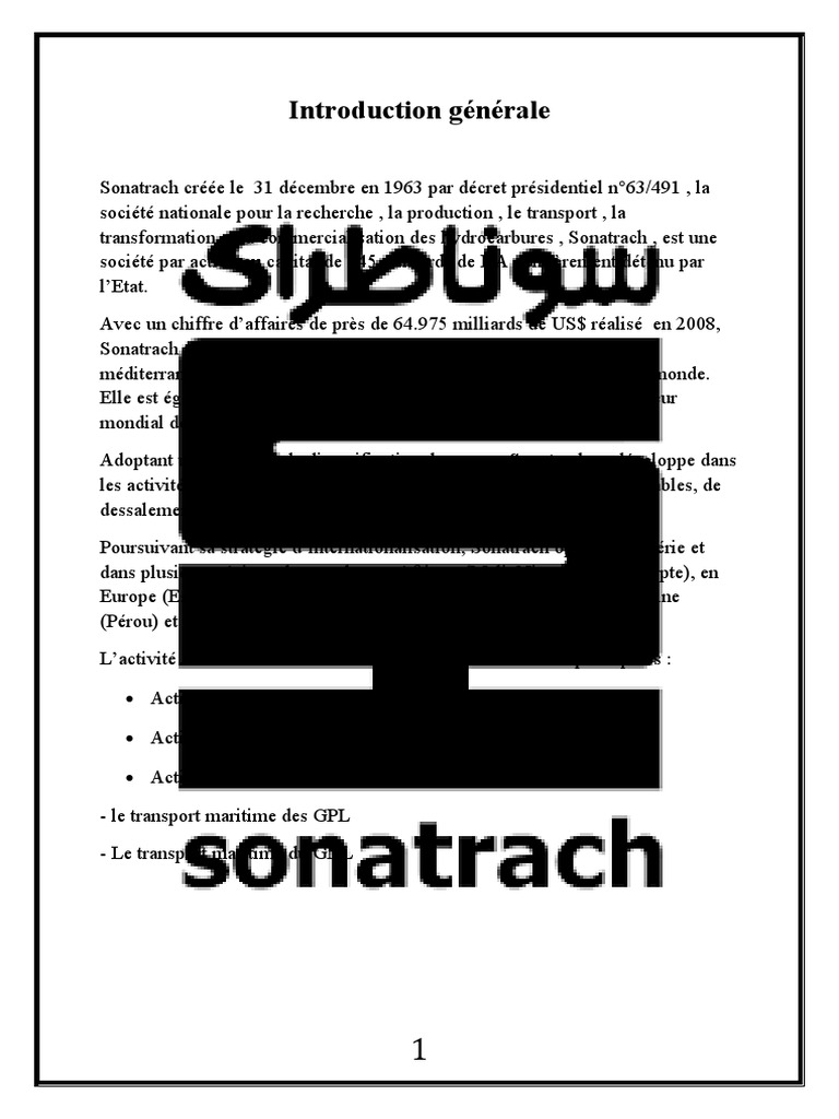 Rapport sur le complexe GL2Z de Sonatrach | PDF | Gaz naturel liquéfié ...