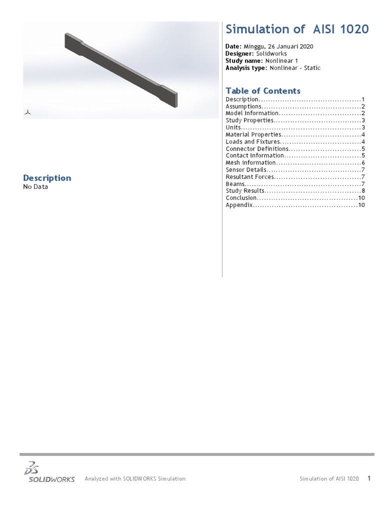 AISI 1020-Nonlinear 1-2 | PDF | Strength Of Materials | Young's Modulus