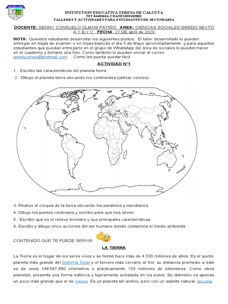 Hojas De Trabajo De Ciencias De La Tierra, Sexto Grado