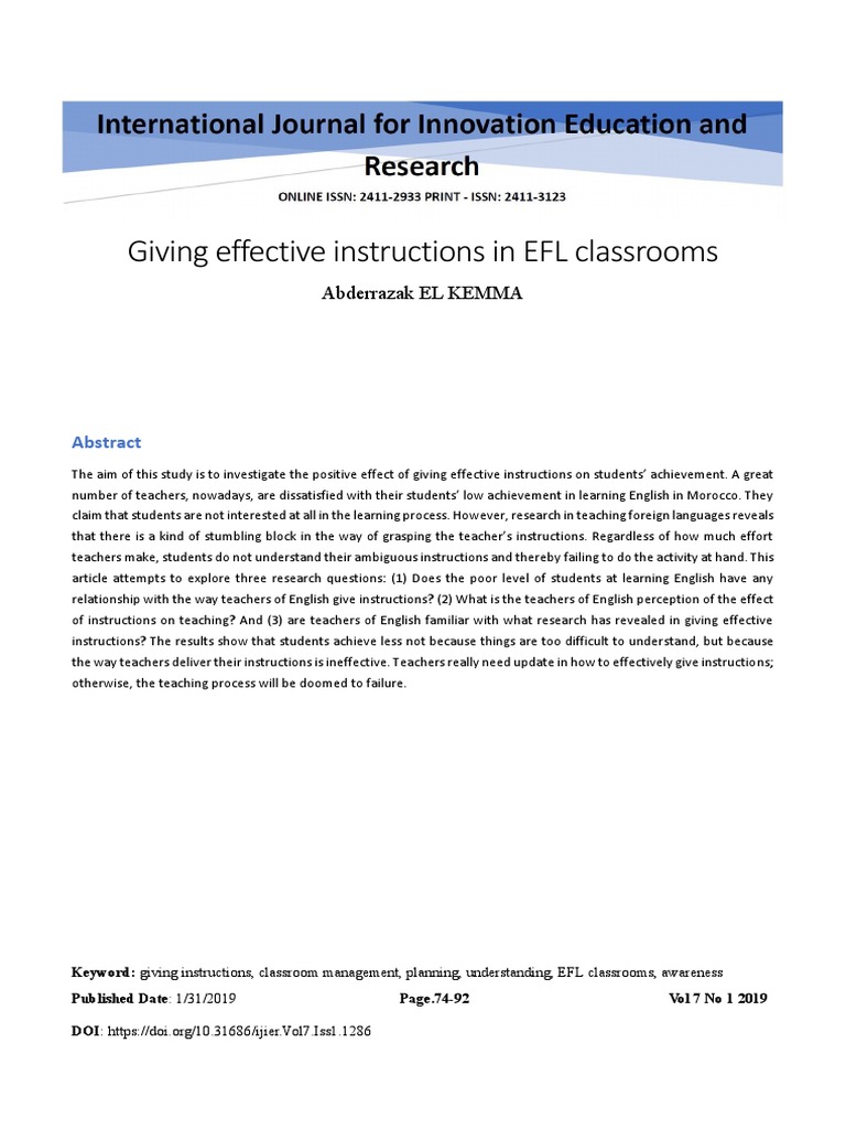 Giving Effective Instructions | Download Free PDF | Classroom ...